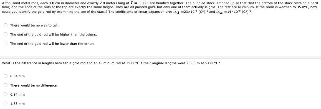 [SOLVED] A thousand metal rods, each 3.0 cm in diameter and exactly (1 ...