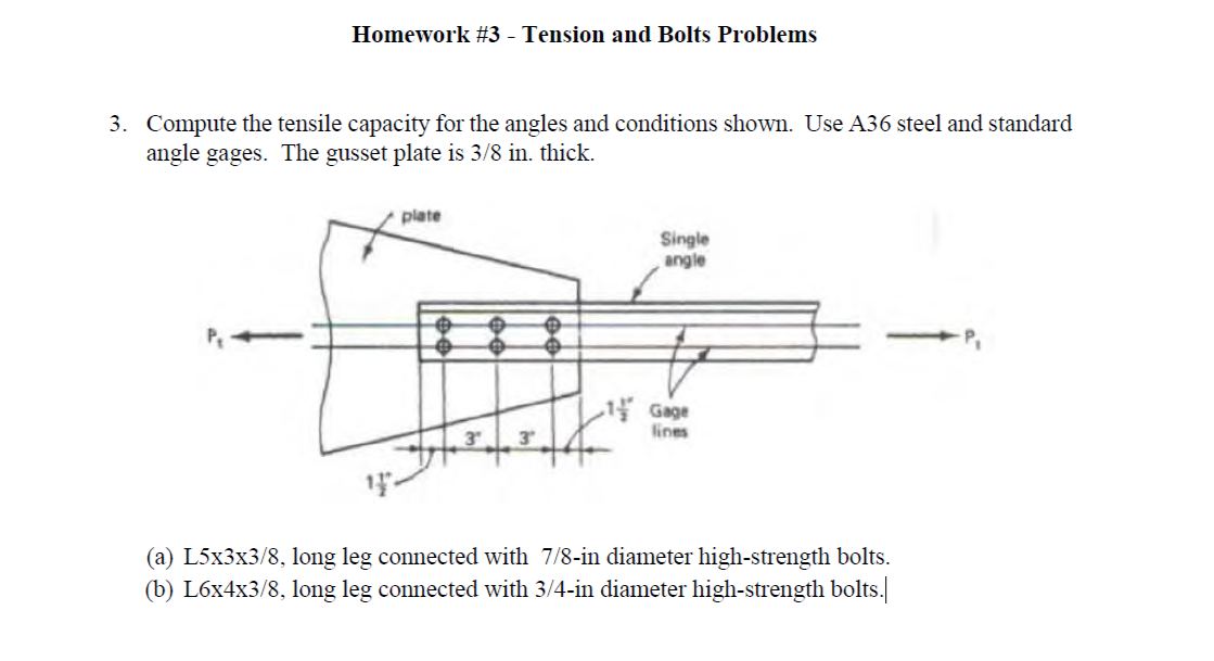 [SOLVED] Homework #3 - Tension and Bolts Problems 3. Compute the ...