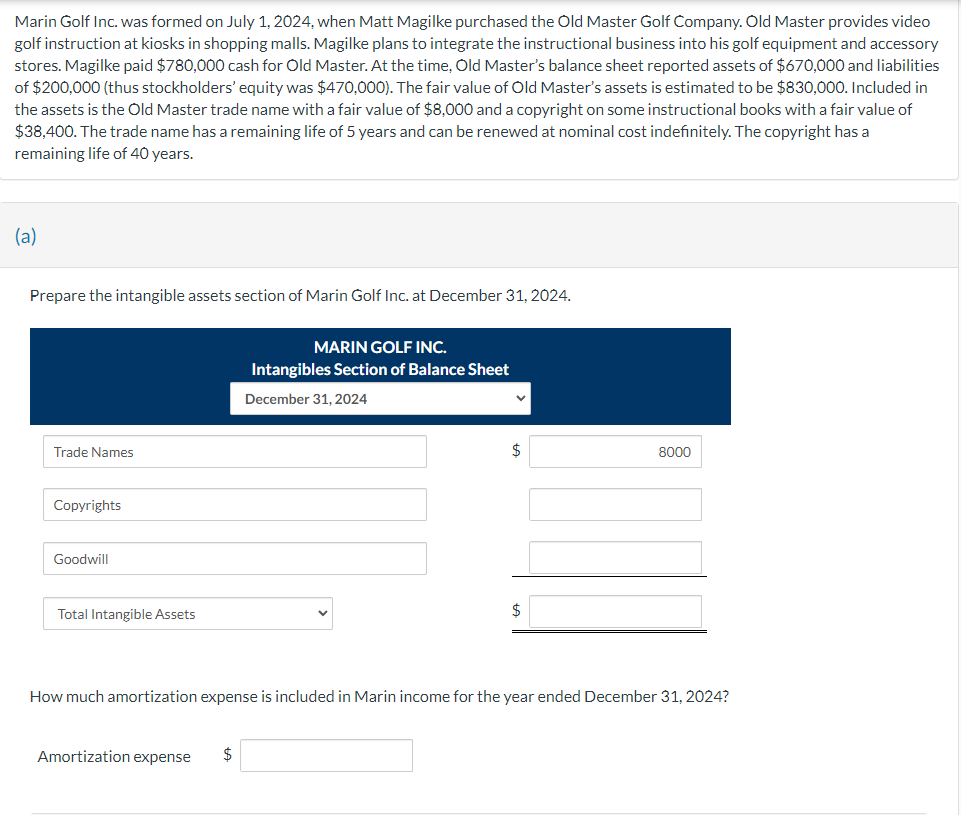 [SOLVED] Marin Golf Inc. was formed on July 1, 2024, when Matt (1 ...