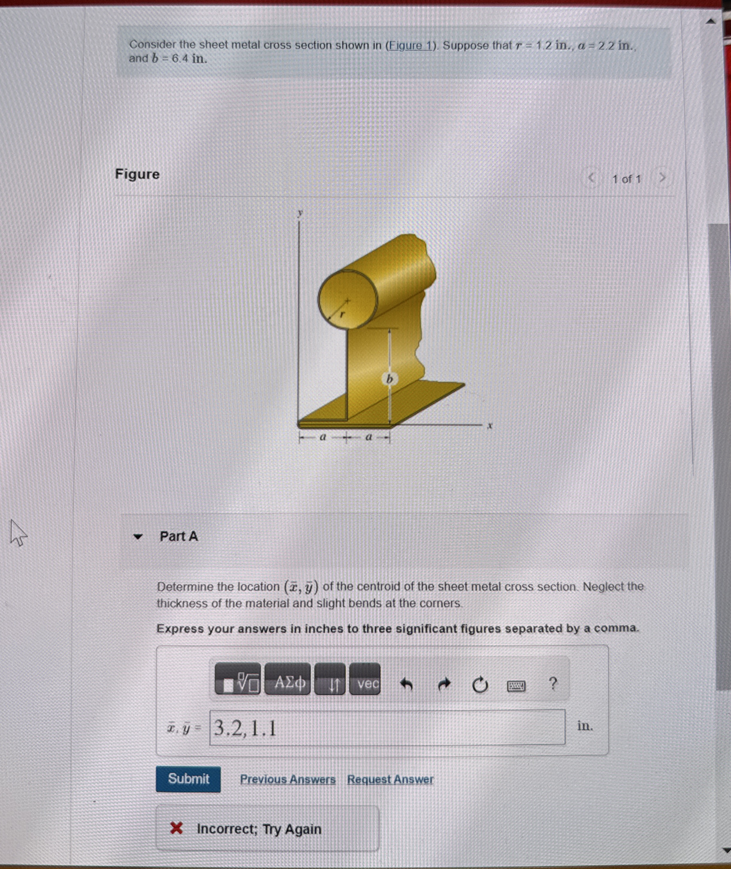 [SOLVED] Consider the sheet metal cross section shown in ( Figure 1 (1 ...